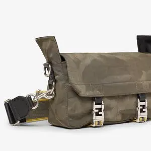 Fendi Flow Small Gray Green Patchwork Nylon Bag
